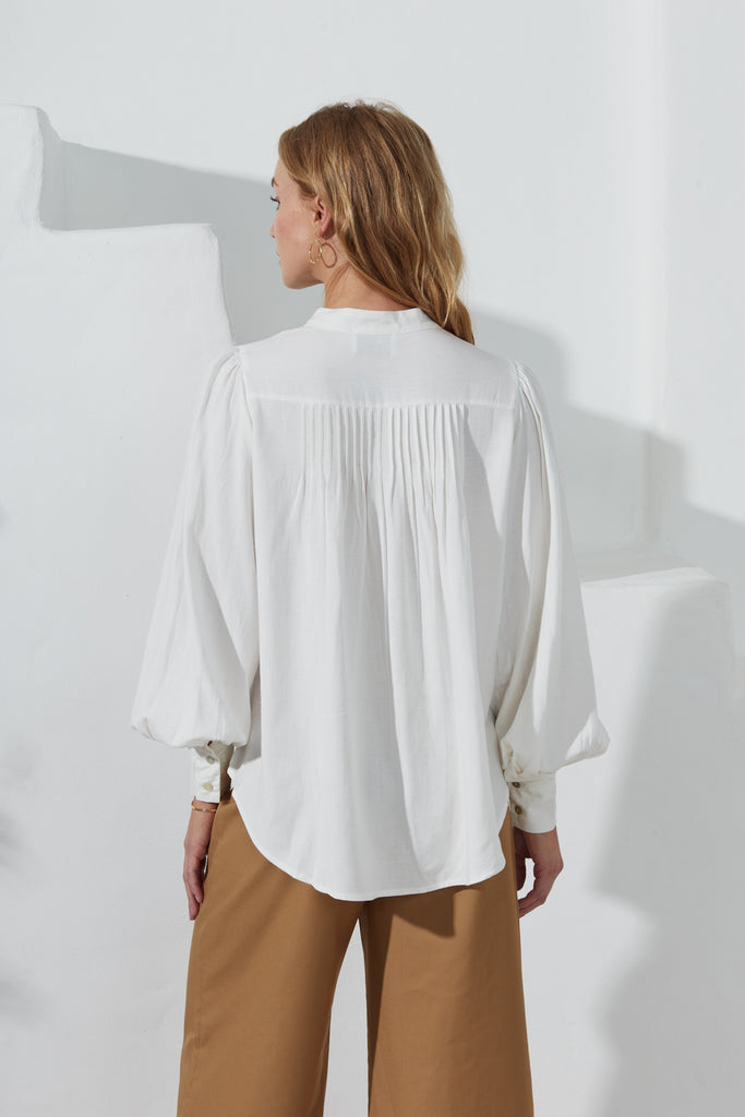 Moira White Balloon Sleeve Blouse