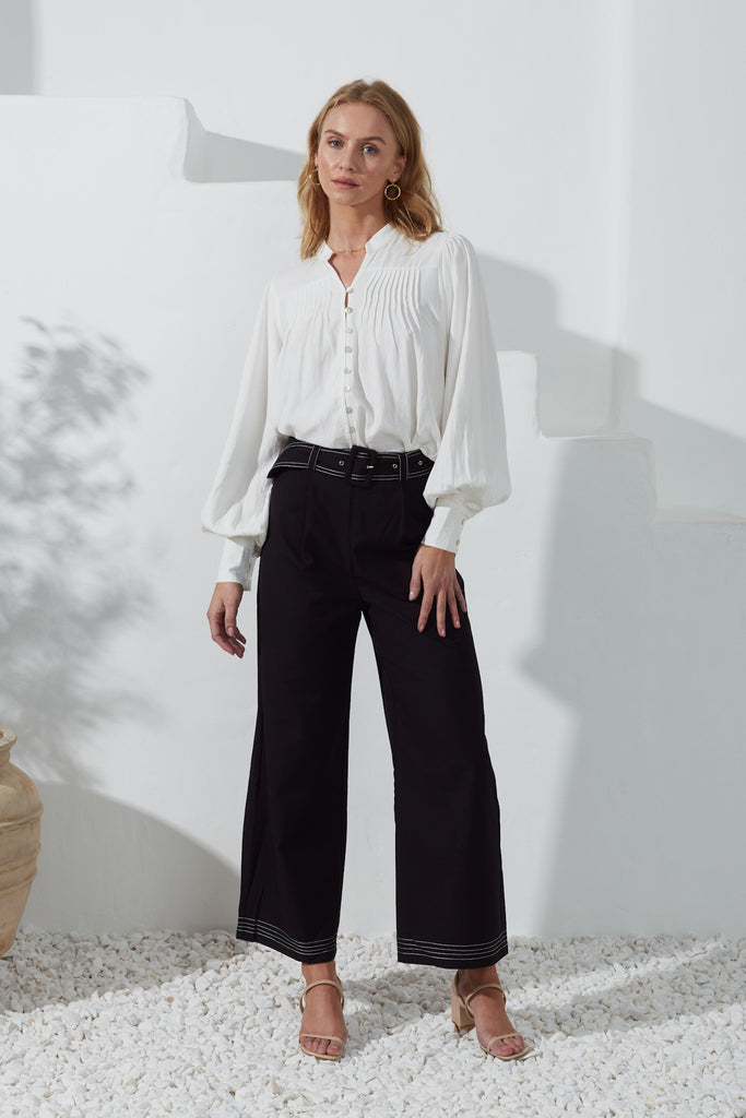Moira White Balloon Sleeve Blouse