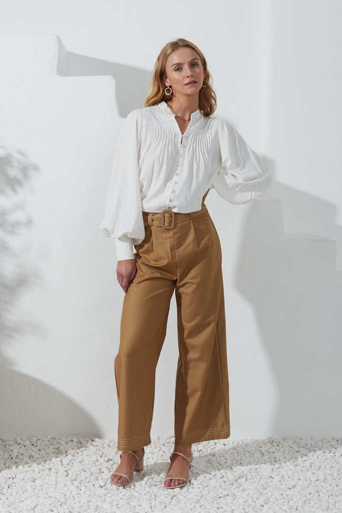 Moira White Balloon Sleeve Blouse