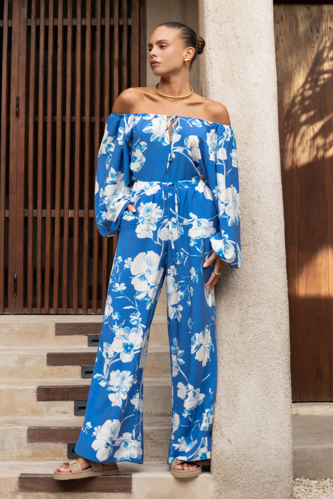 Lysandra Blue Floral Pants