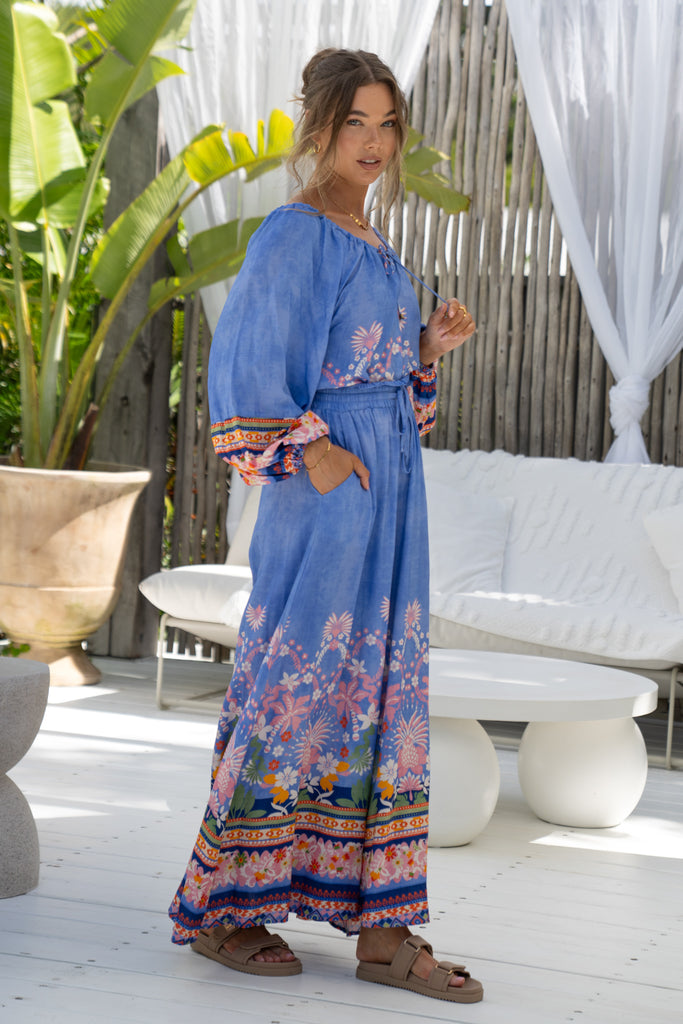 Indira Blue Boho Wide Leg Pants
