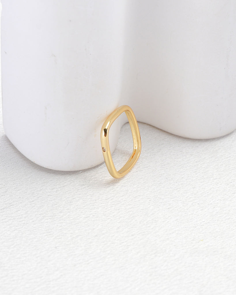 Quadra Gold Square Ring