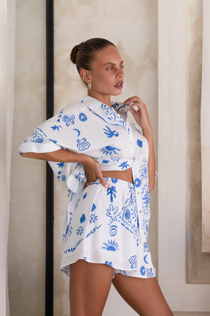 Le Soleil Blue Abstract Shirt
